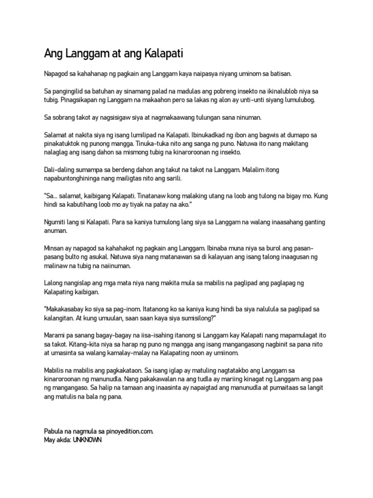 Ang Langgam at Ang Kalapati | PDF