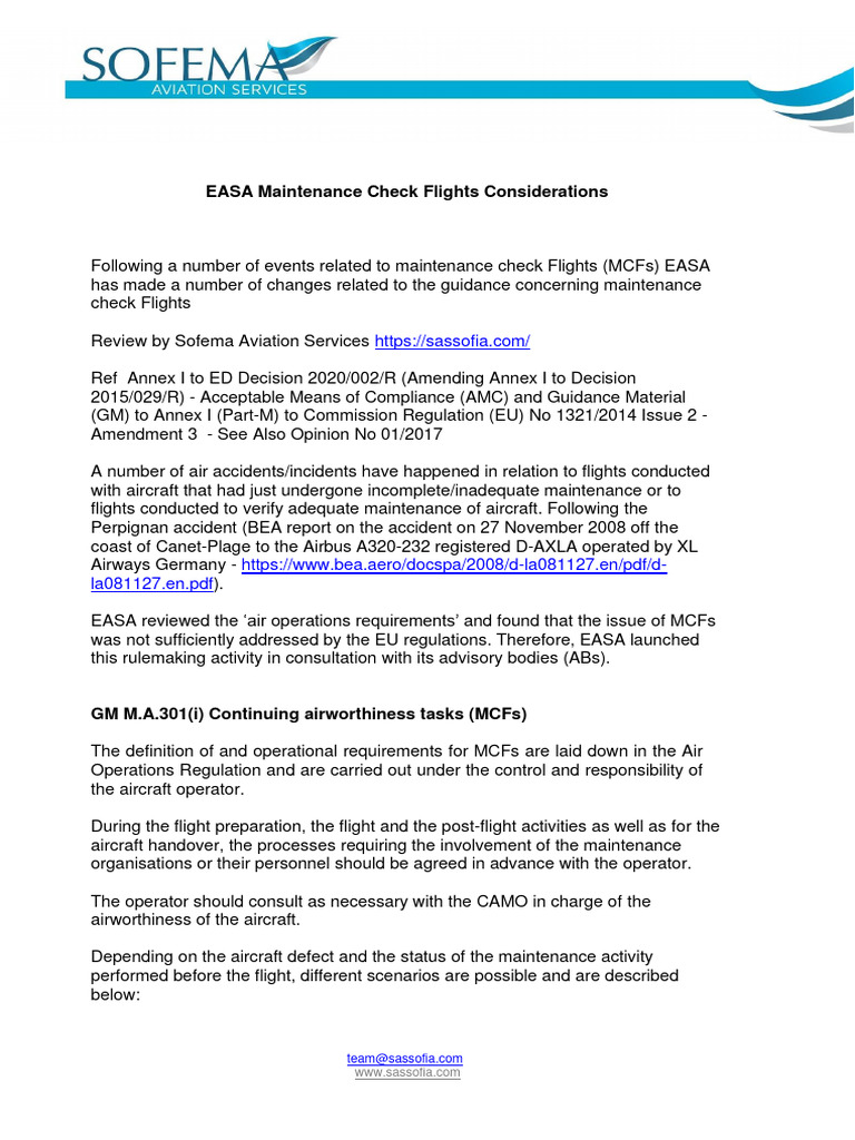 EASA Maintenance Check Flights Considerations | PDF | Aviation