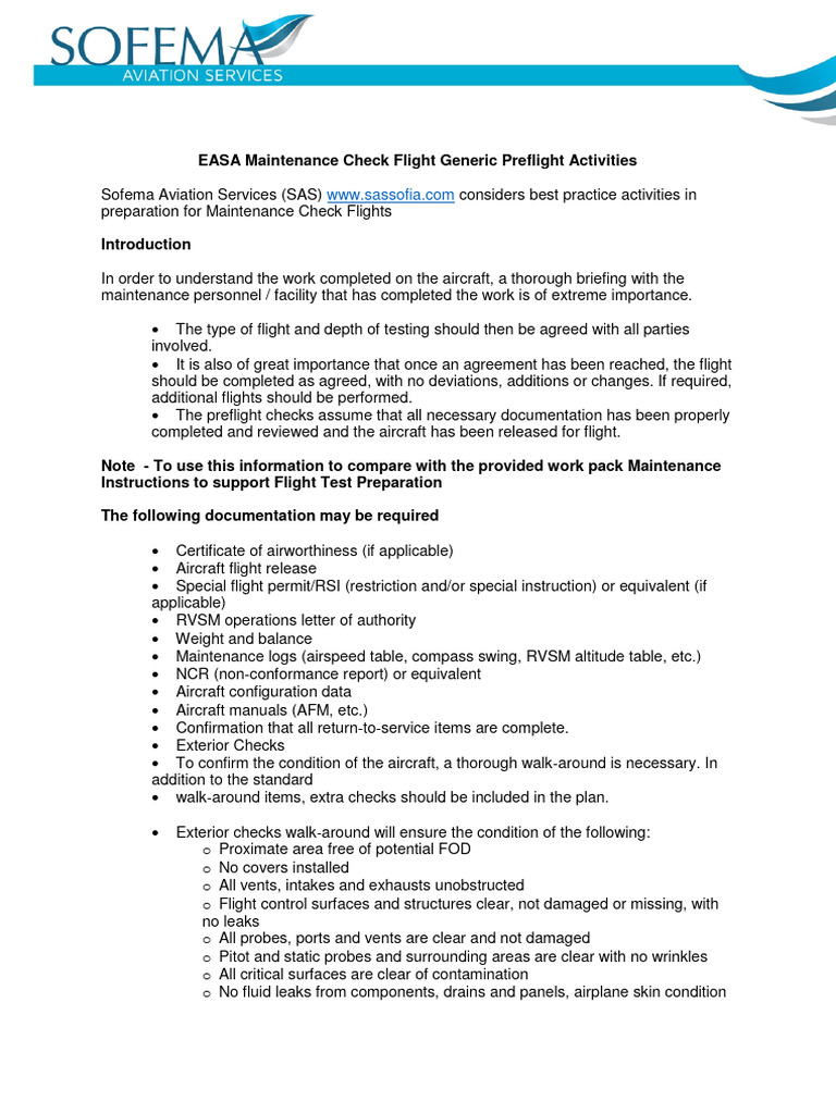EASA-Maintenance-Check-Flight-Generic-Preflight-Activities | Download ...