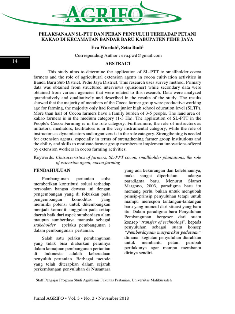 Pelaksanaan SL-PTT Dan Peran Penyuluh Terhadap Pet | PDF