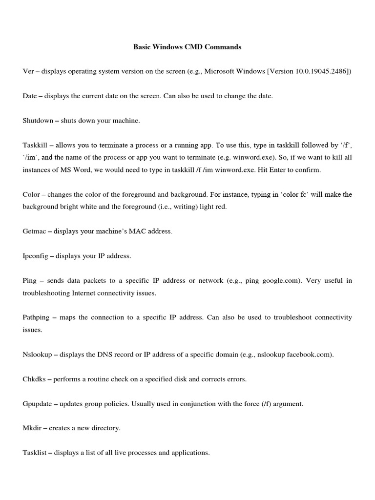 Windows Commands | Download Free PDF | Group Policy | Computer File