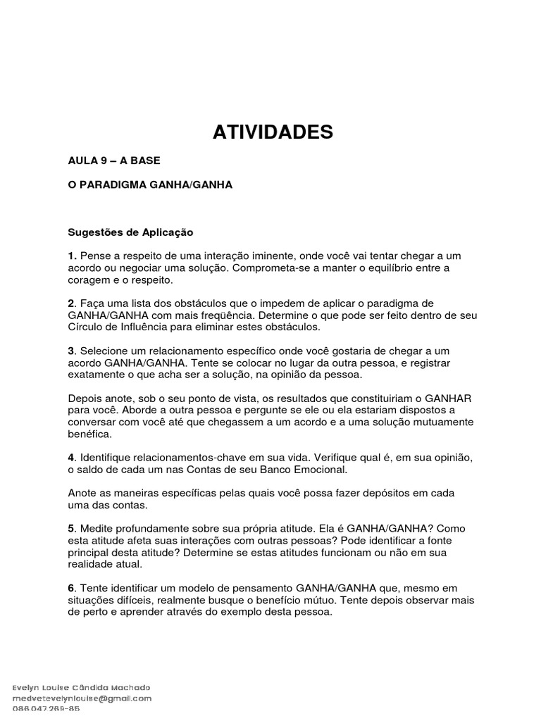 Atividades - Aula 09 | PDF