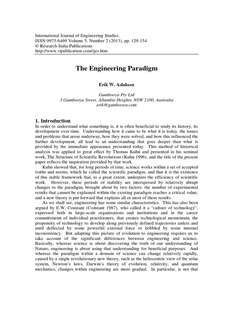 ASLAKSEN, Erik - The Engineering Paradigm | PDF | Science | Engineering