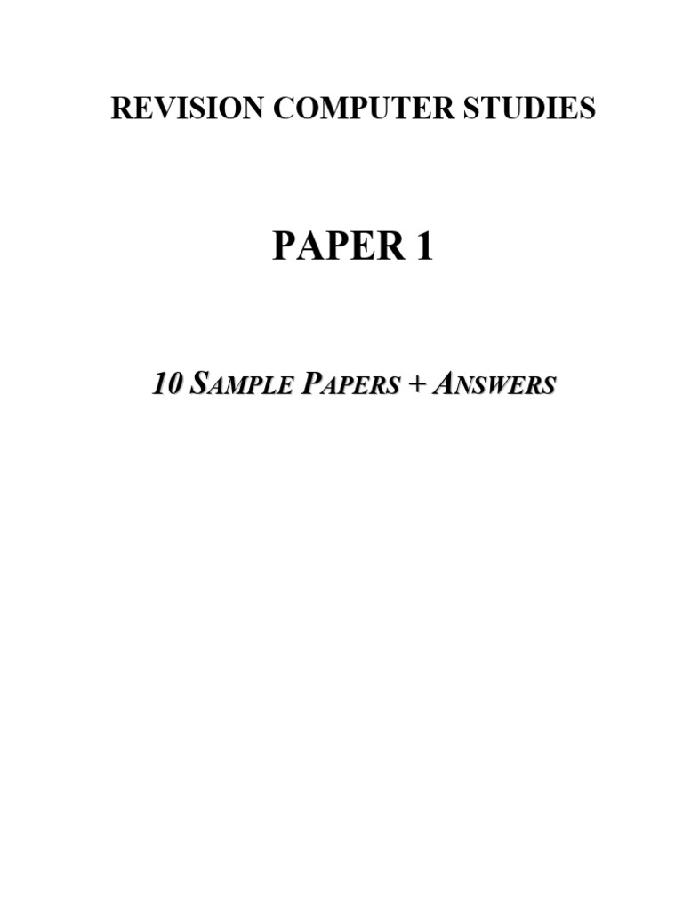 Computer Studies Paper 1 Revision Booklet | Download Free PDF ...