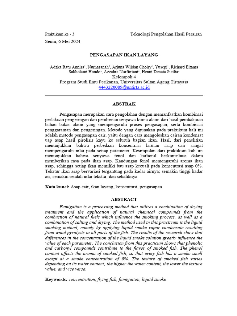 Laprak Pengasapan Ikan TPHP | PDF
