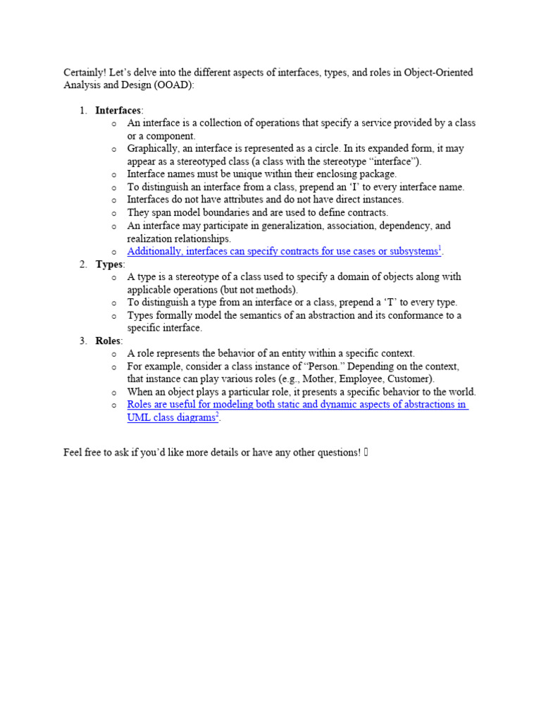 OOAD: Interfaces, Types, and Roles Explained | PDF