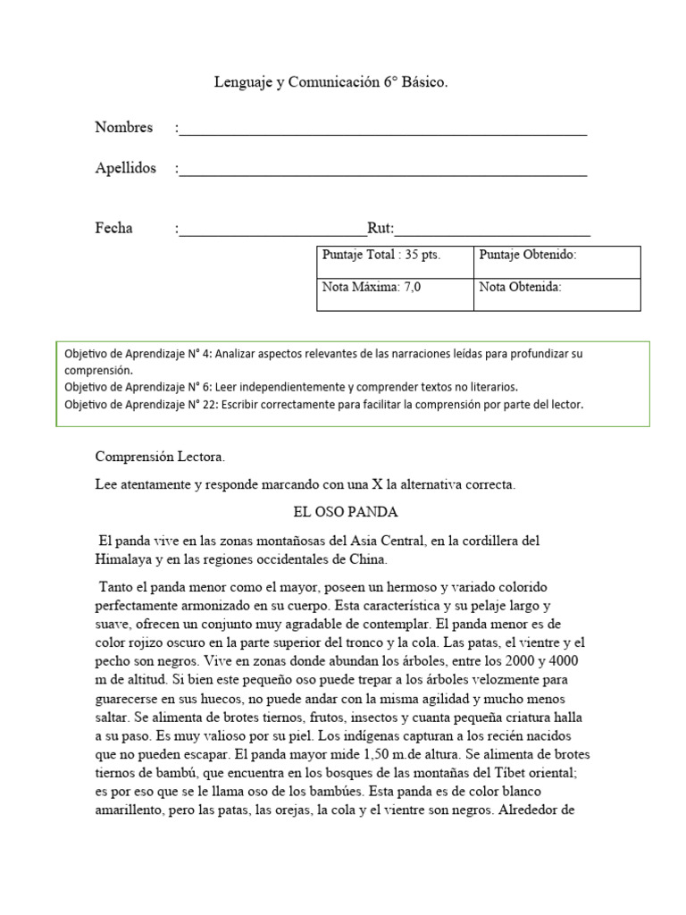 Lenguaje y Comunicacion 6to | PDF | Leonardo Da Vinci | Panda gigante