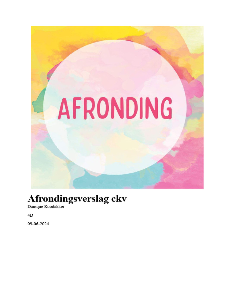 Afrondingsverslag CKV 1 | PDF
