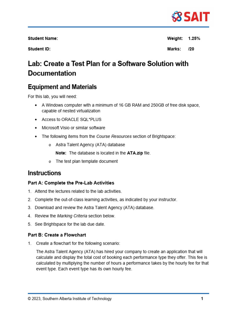 Lab 2 - Lab Create A Test Plan For A Software Solution With ...