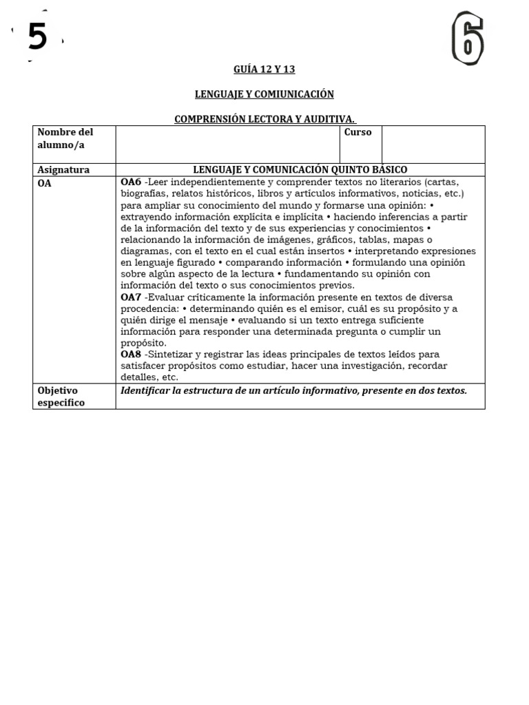 5 y 6 Lenguaje | PDF