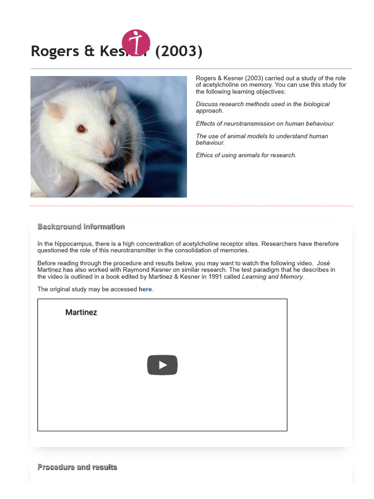 Acetylcholine's Role in Memory Formation | PDF | Memory | Acetylcholine