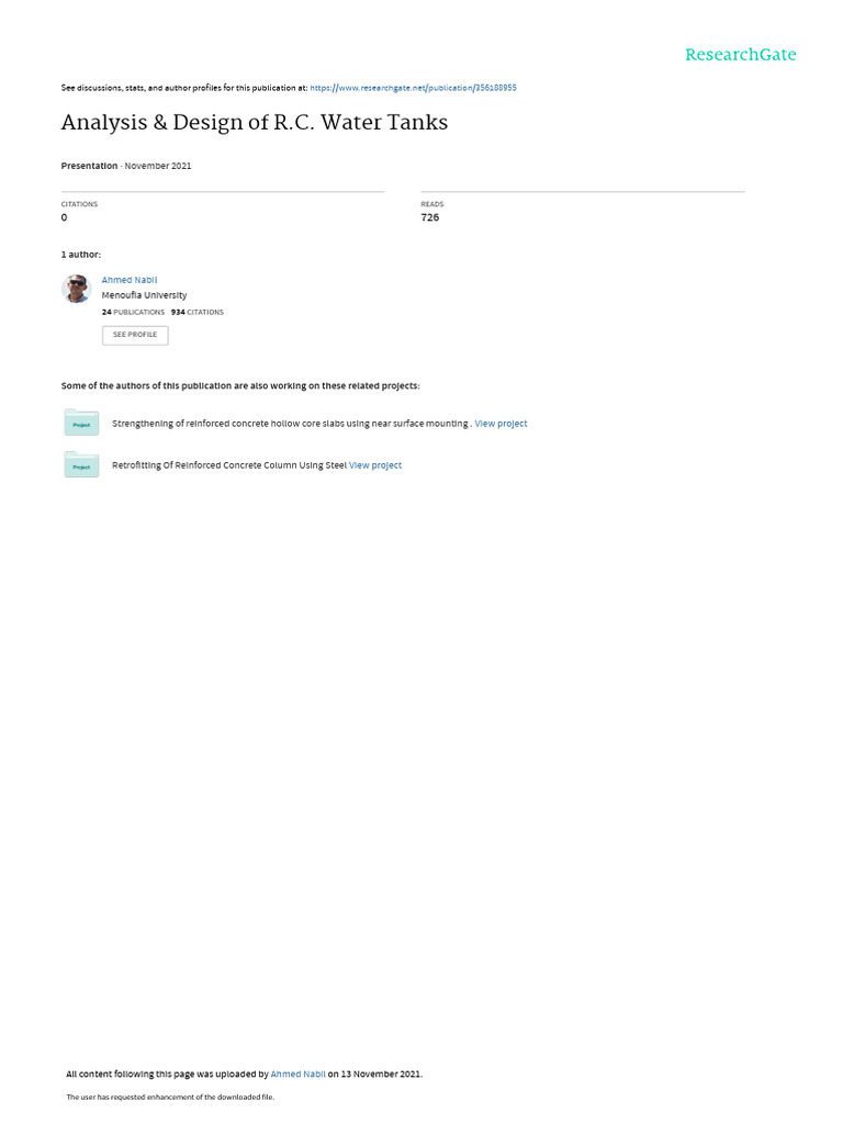 Water Tanks | Download Free PDF | Concrete | Reinforced Concrete