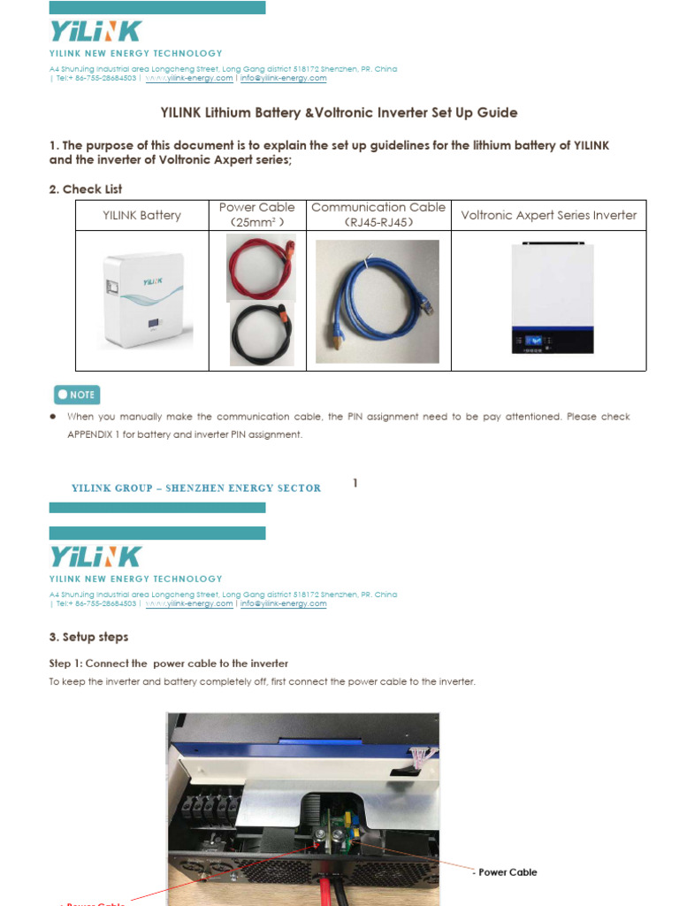 Yilink Battery & Voltronic Inverter Setup | PDF