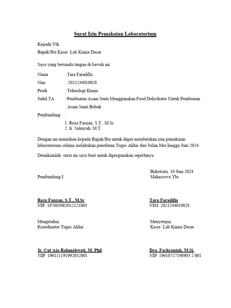 Surat Lab | PDF | Pengembangan Diri