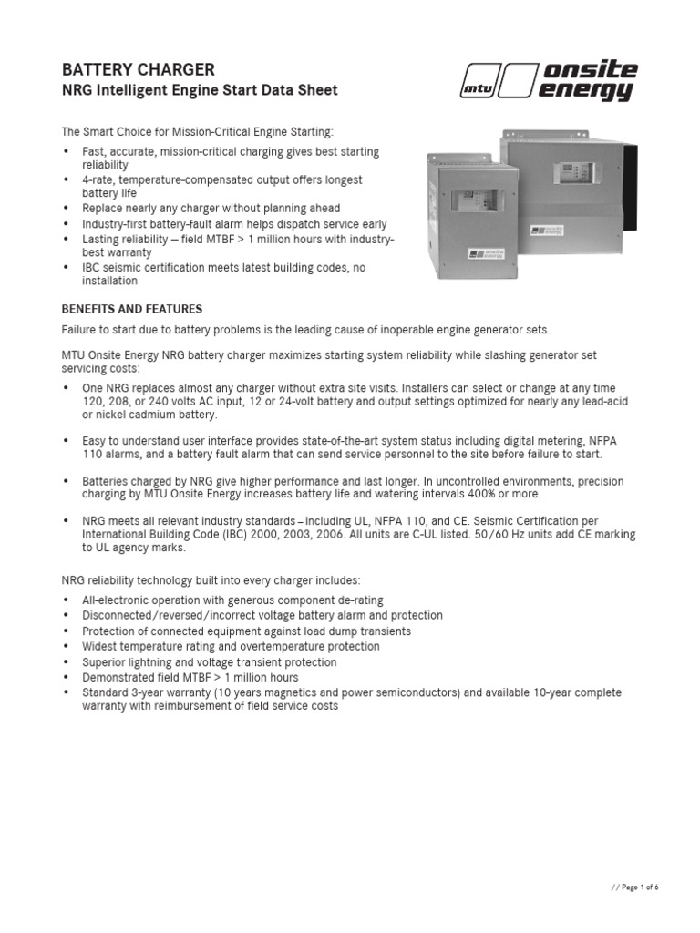 NRG Battery Charger Data Sheet MSD | PDF | Battery Charger | Electrical ...