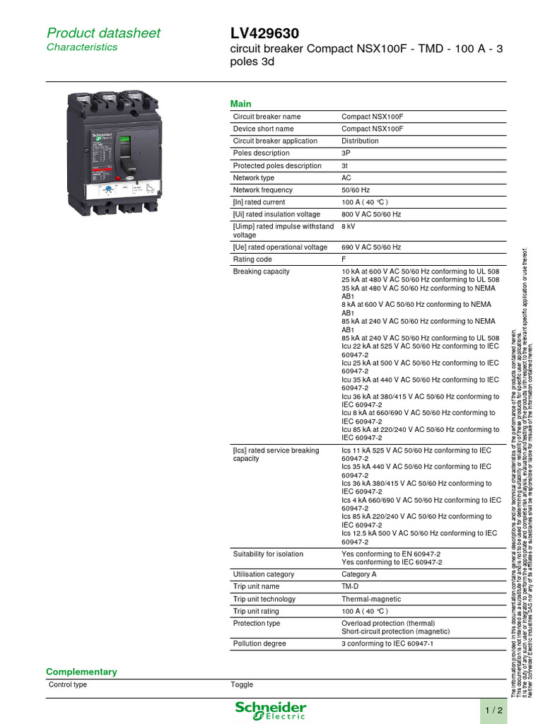 Schneider lv429630 | PDF | Alternating Current | Electrical Network