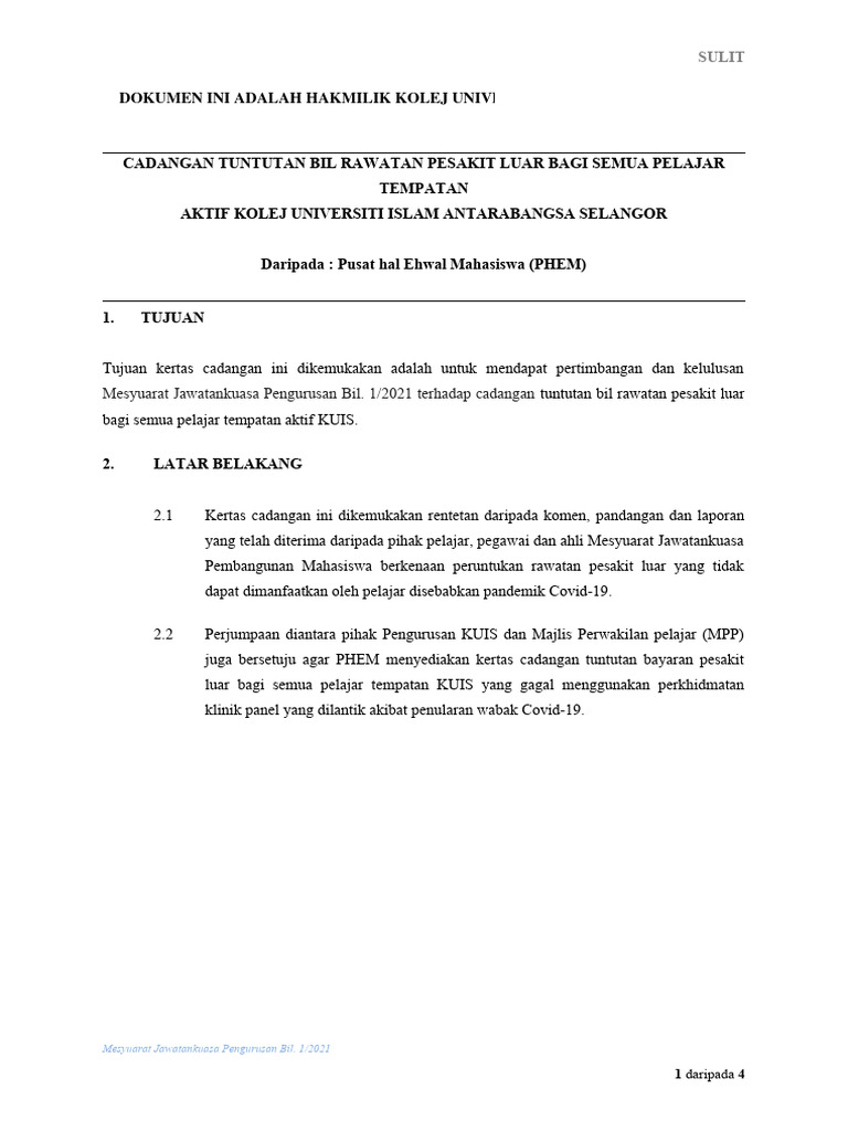 kertas kerja sebut harga ~ resolusi outpatient | PDF