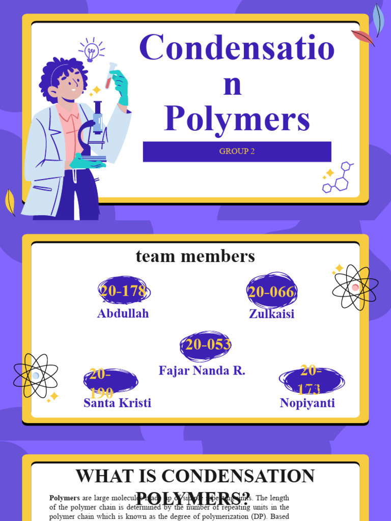 Condensation Polymers Group 2 | PDF | Polyester | Polymers