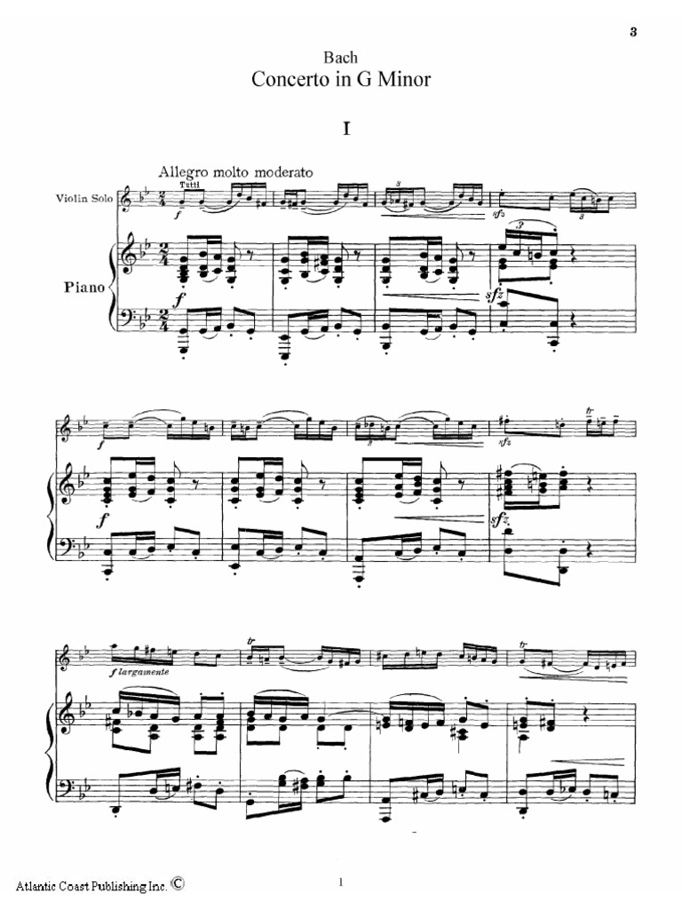 111 - Bach Js - Violin Concerto in G Minor - BWV 1056 | PDF