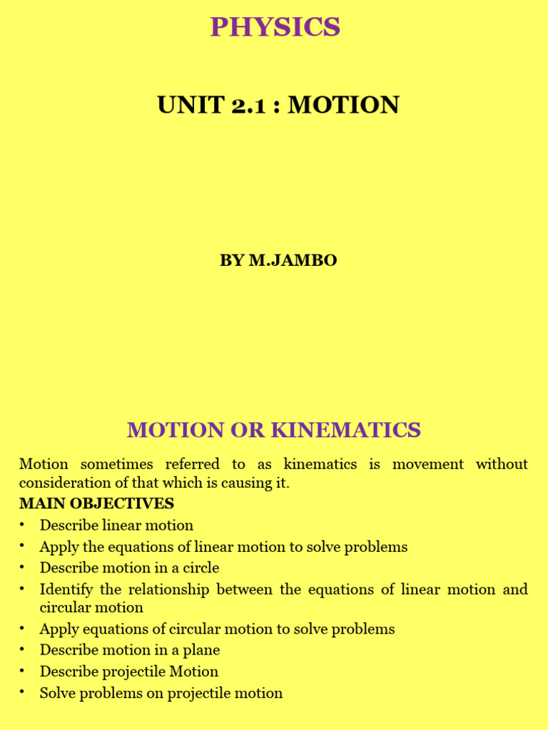 Unit 2.1 - Motion | PDF | Velocity | Kinematics