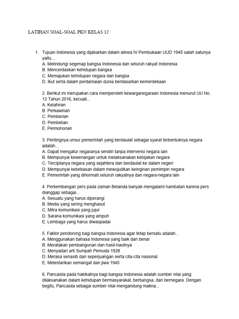 LATIHAN SOAL 12 UJIAN SEKOLAH +JAWABAN | PDF