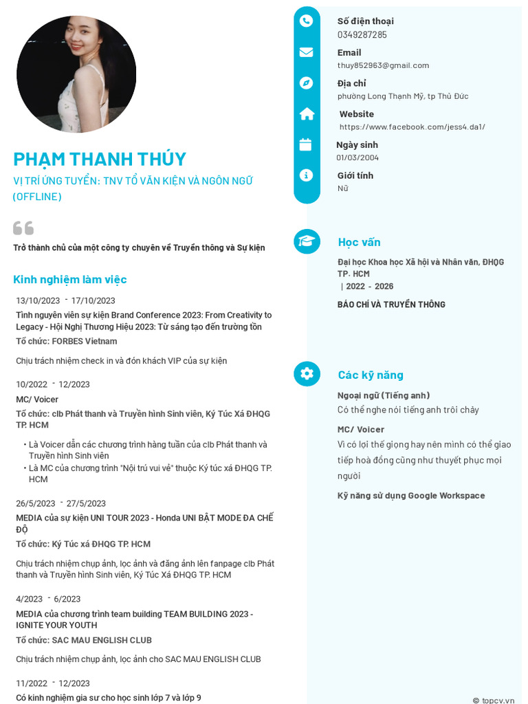 CV - Phạm Thanh Thúy - TNV Tổ Văn kiện và Ngôn ngữ (Offline) | PDF