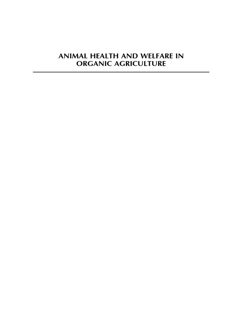 Animal Health and Welfare in | PDF | Agriculture | Organic Farming