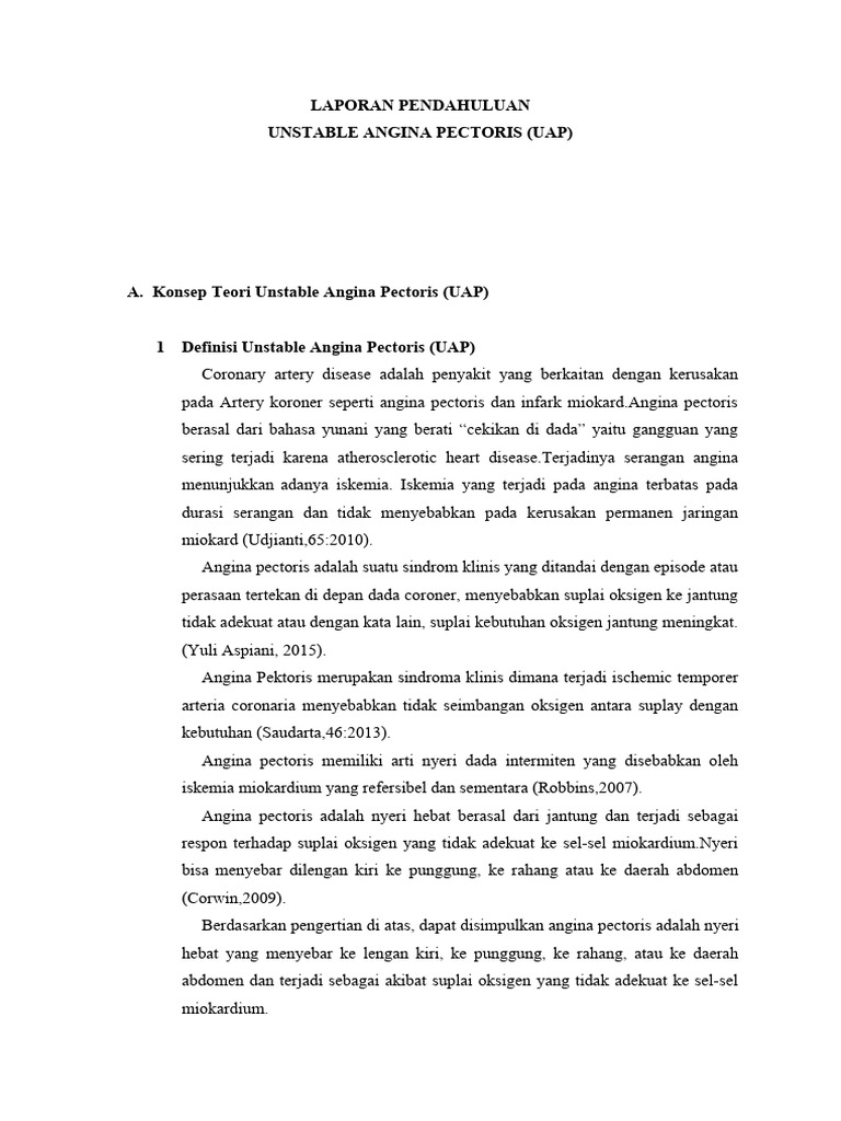 Laporan Pendahuluan Unstable Angina Pect | PDF