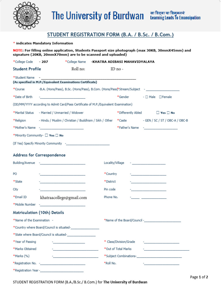 OnlineRegistration Form | PDF