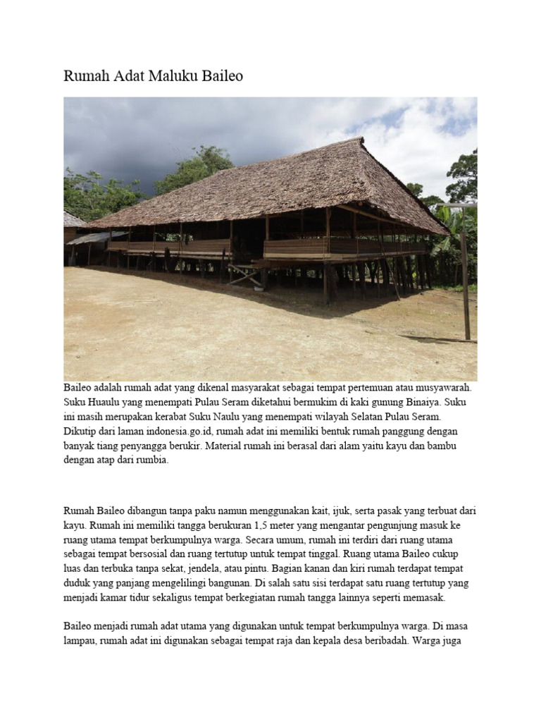 Rumah Adat Maluku Baileo | PDF Rumah Adat Maluku Baileo | PDF