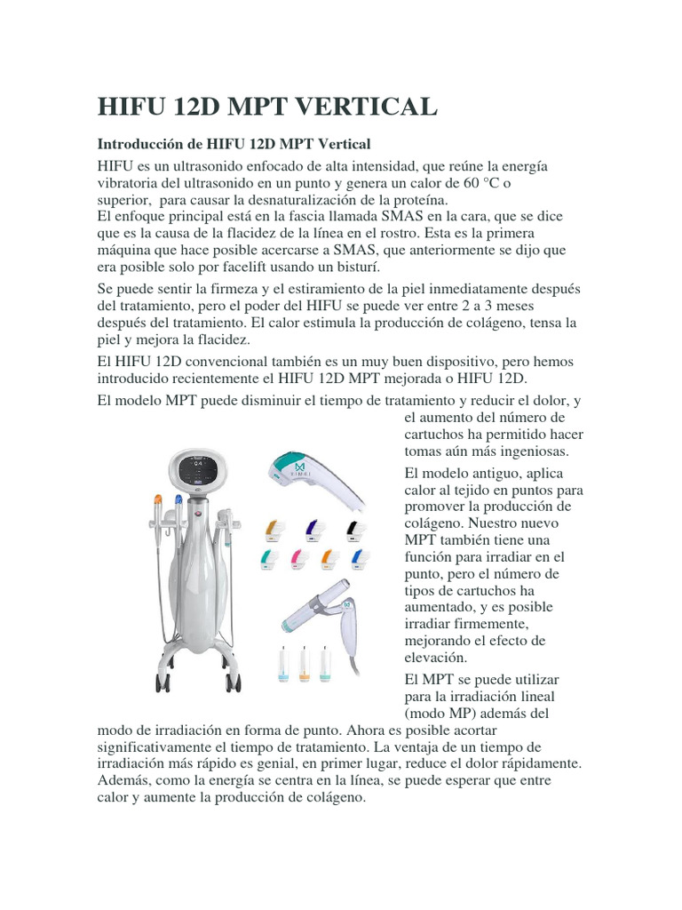 Hifu 12D MPT Vertical | PDF | Ultrasonido