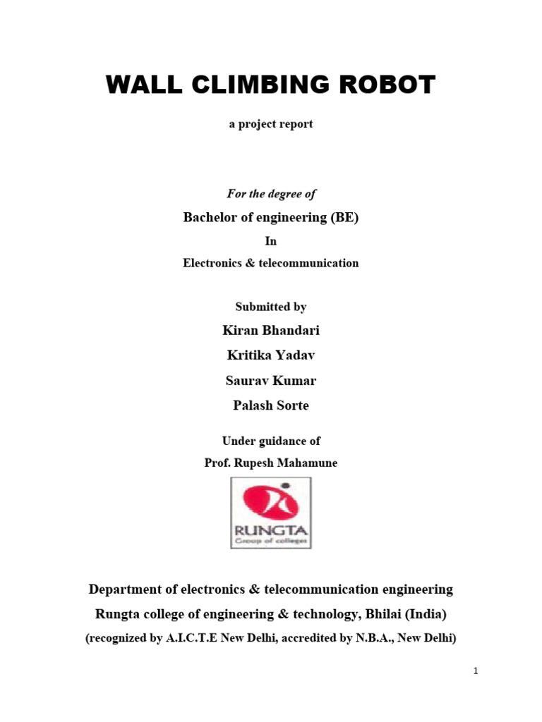 Wall Climbing Robot | PDF | Classes Of Computers | Computer Engineering