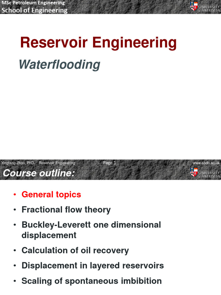 Reservoir Engineering-Waterflooding | PDF | Petroleum Reservoir | Extraction Of Petroleum