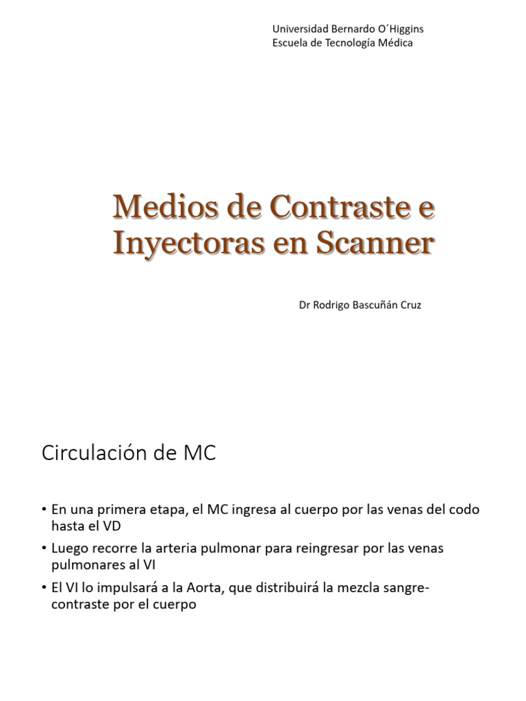 Clase 8 Inyectoras y Medios de Contraste | PDF | Corazón | Sistema circulatorio