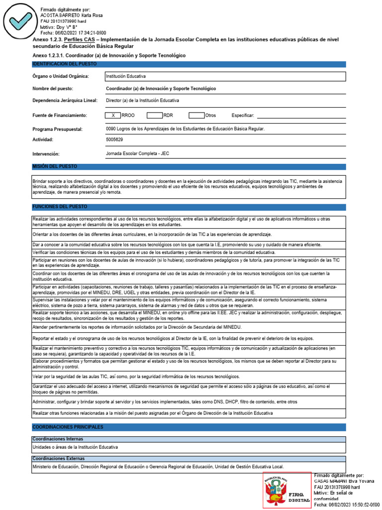 PERFILES RM - 111 2023 MINEDU - PDF 4 21032023 | PDF | Titulo academico | Educación primaria