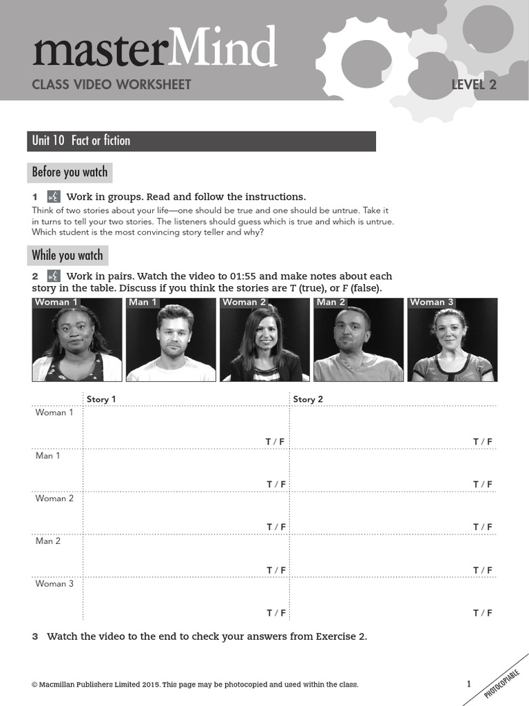 Mastermind 2 Unit 10 Class Video Worksheet | PDF