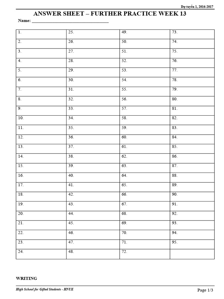 Answer Sheet - Week 13 (32 Ban) | PDF | Art