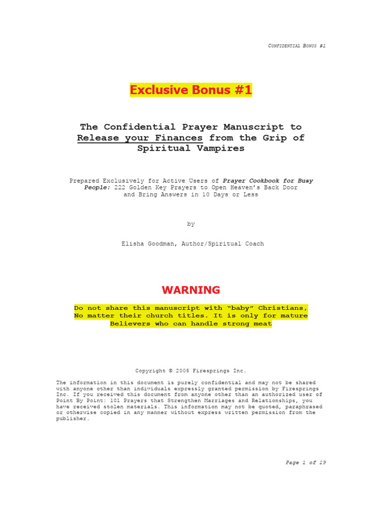 Spiritual Vampires Report | PDF | Serpents In The Bible | Prayer