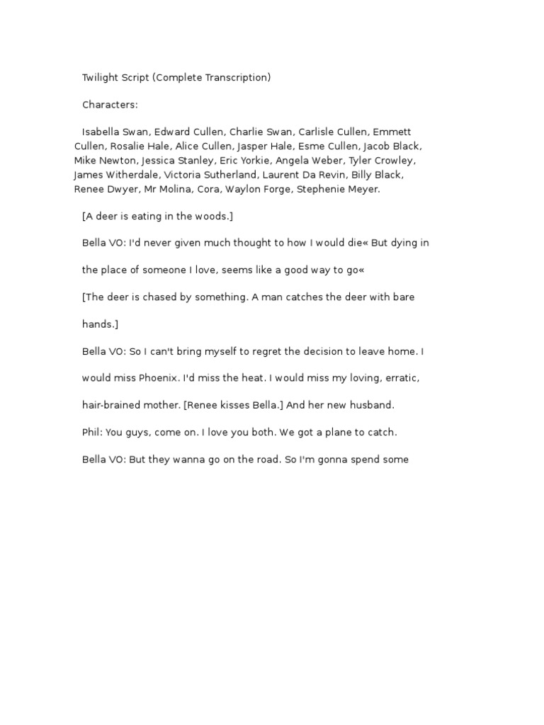 Twilight Script | PDF | Works Based On Twilight Series | The Twilight Saga (Film Series)