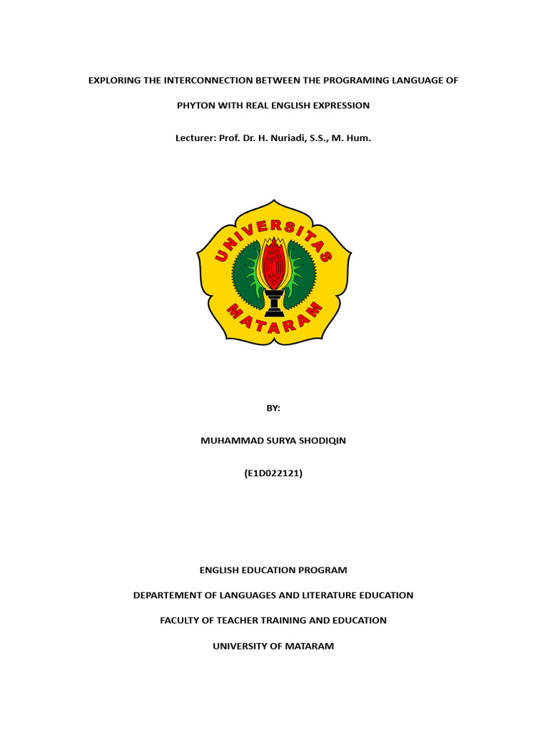 Thesis Muhamamad Surya Shodiqin | PDF | Python (Programming Language) | Identity (Social Science)