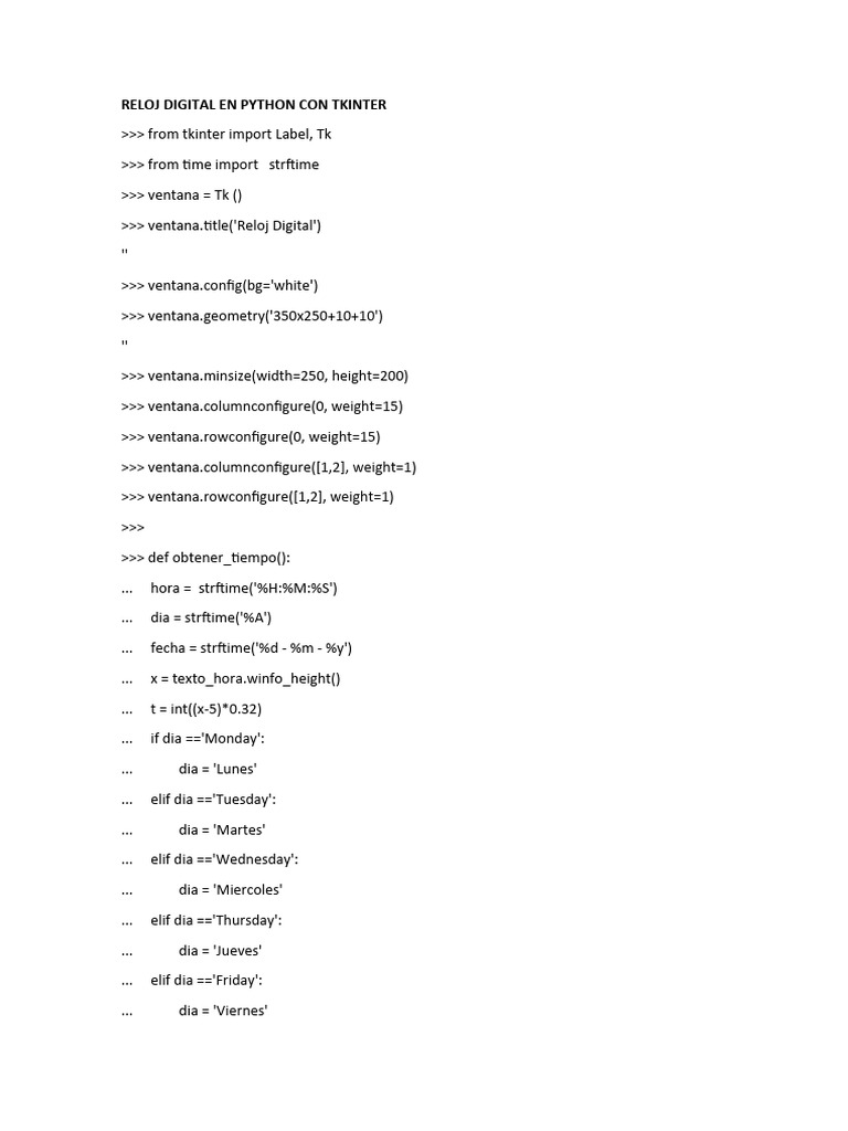 Reloj Digital en Python Con Tkinter | PDF | Typefaces | Typography