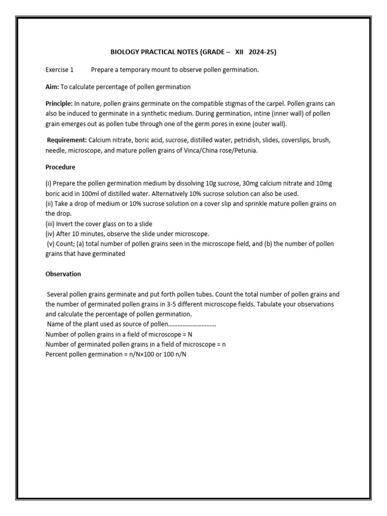 BIOLOGY PRACTICALS pdf | PDF | Flowers | Mitosis