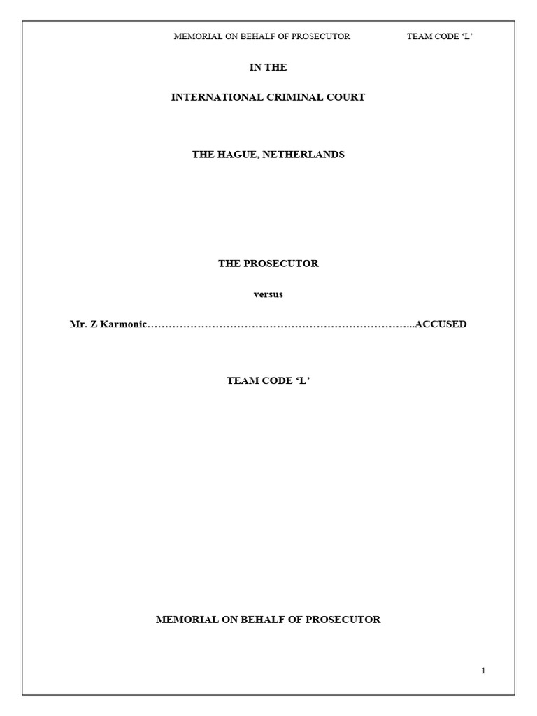 Prosecution Memorial Final | PDF | War Crime | International ...