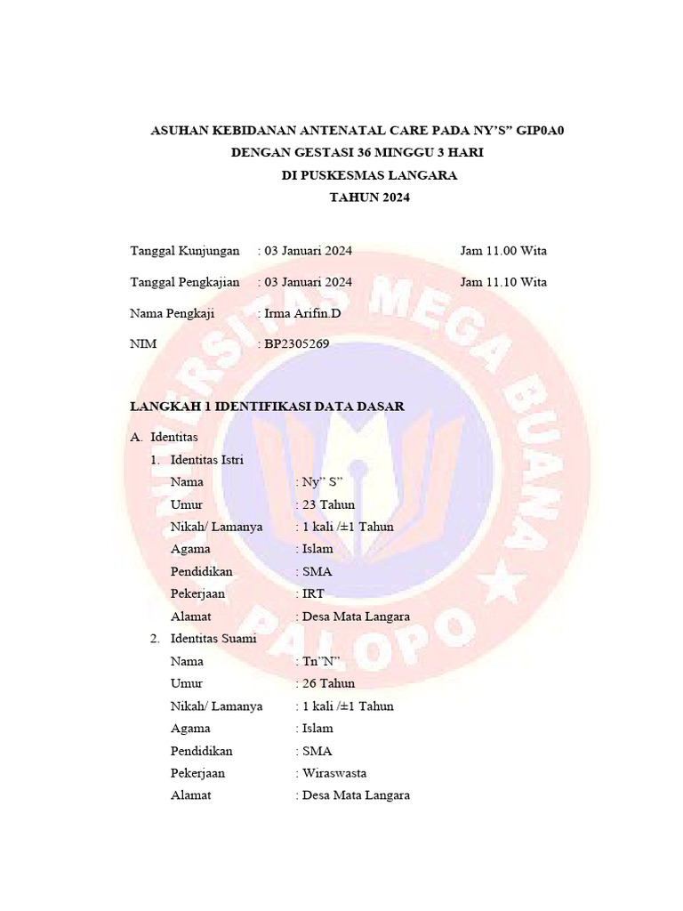 Askeb Anc Coc 2 Irma Arifin. D | PDF