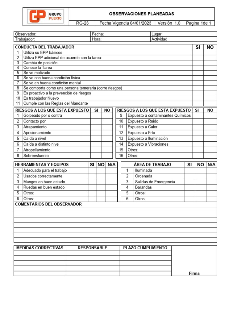 RG-PR-23 Observacion Planeada | PDF