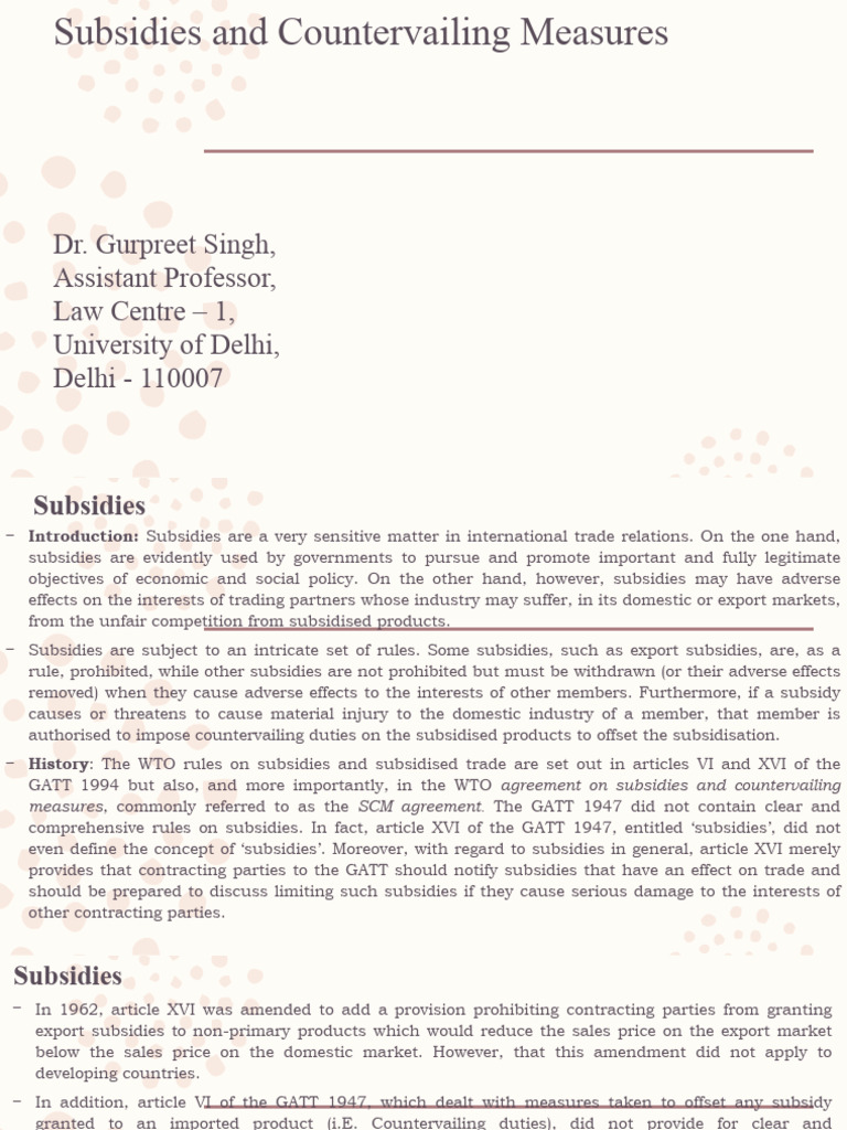 Understanding Subsidies and Countervailing Measures | PDF | Subsidy ...