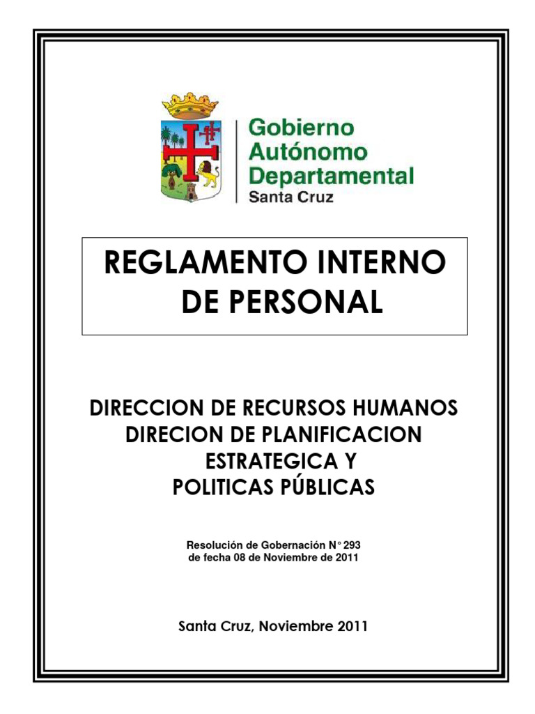 Reglamento Interno de Personal (Res Nro.293-2011) | PDF | Gestión de ...