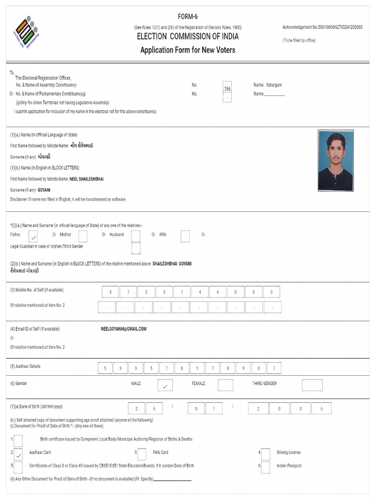 Voter Id Application | PDF