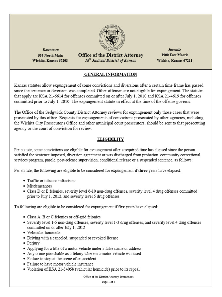 Kansas Expungement Eligibility Guide | PDF | Affidavit | Criminal Justice