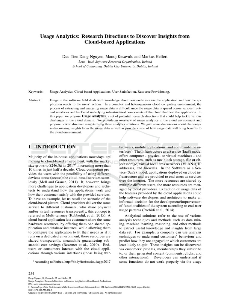 Usage Analytics - Research Direction To Discover Insight From Cloud ...